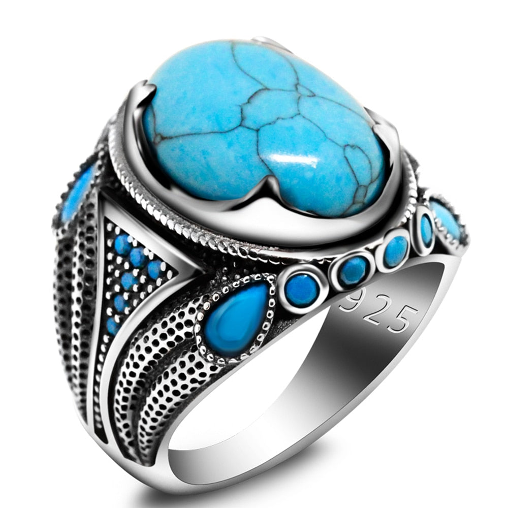 Turkish Silver Aquamarine Sunnah Ring for Men – SMC Merchandise